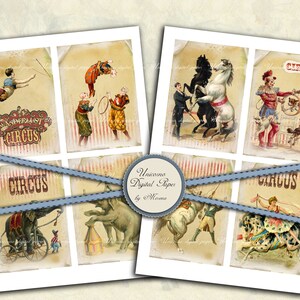 Vintage Circus Paper Pack, Digital Paper, Printable Pattern 3,5x5 Inch ...