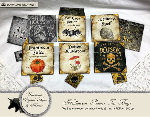 HALLOWEEN Potions Tea Bags Tea Bag Holder Tea Envelope | Etsy
