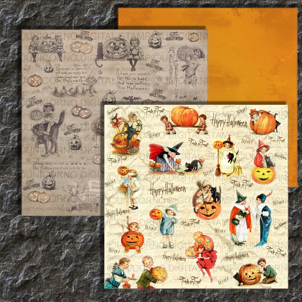 Halloween Paper Pack Stripes, Scrapbooking, Paper Crafting, Printable ...