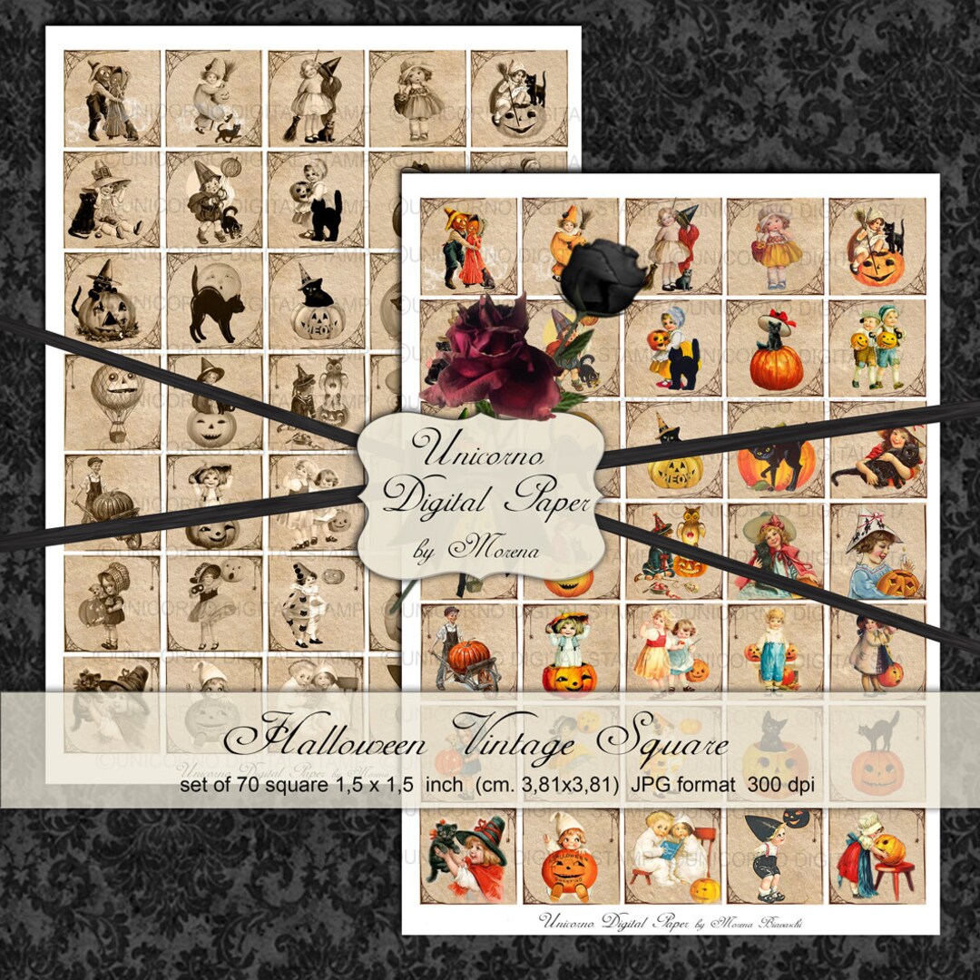 Vintage Halloween, Digital Paper, Halloween Paper Sheet, Scrapbook, Tag ...