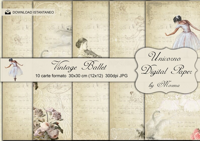 DANCE SCRAPBOOK PAPER, Ballerina Vintage, Ballerina Wall Art, Digital ...