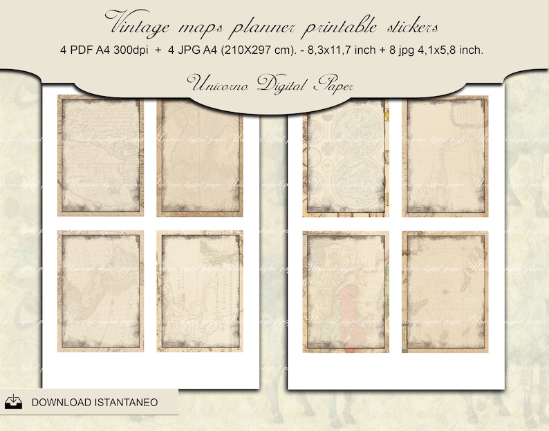 Vintage Maps label MAPS themed stickers printable mini | Etsy