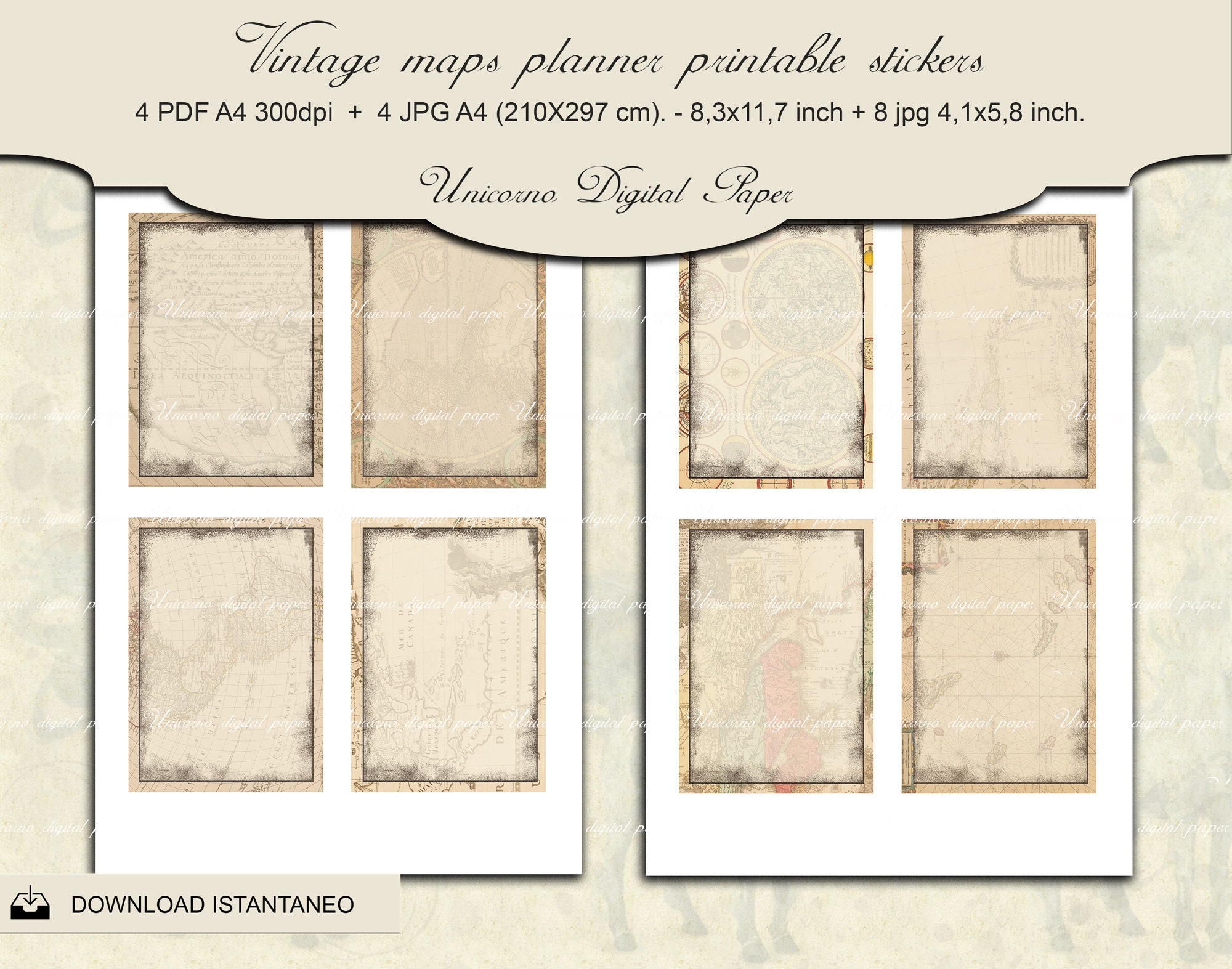 Vintage Maps Label MAPS Themed Stickers Printable Mini - Etsy