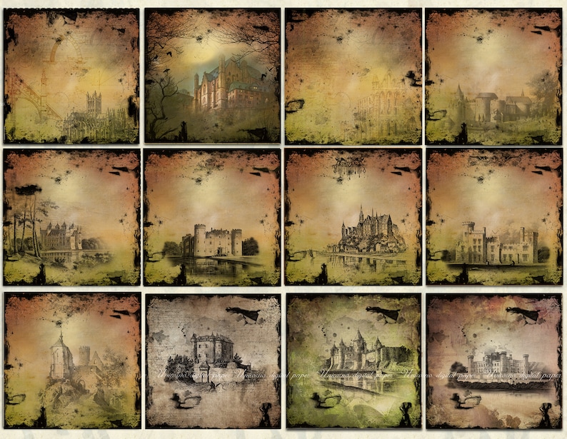 GOTHIC Castle Digital Paper, Scrapbook Paper, Gothic Printable - Etsy