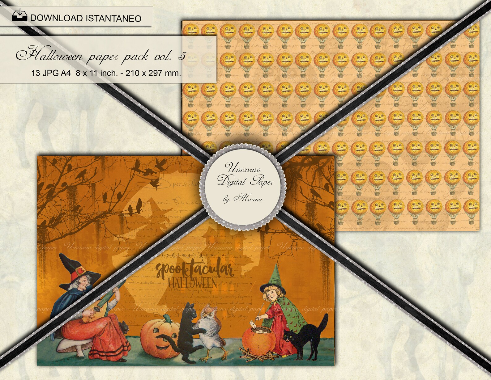 Halloween Paper Pack A4 8x11, Scrapbooking, Paper Crafting, Printable ...