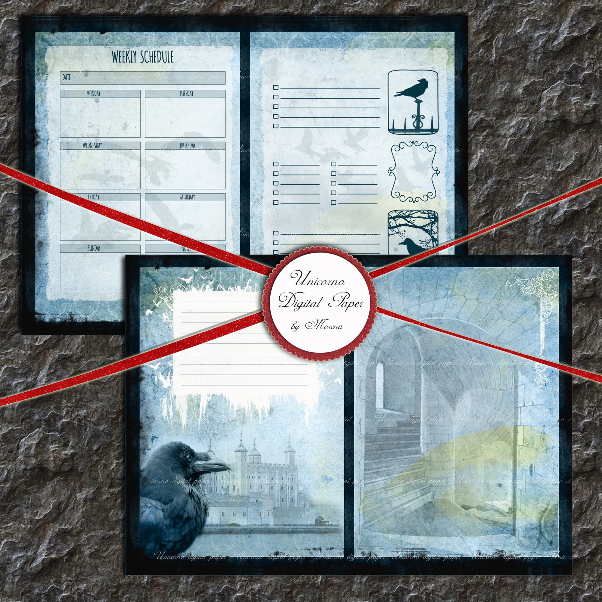 GOTHIC Journal, Raven, Diaries Romantic Scrapbook Paper for Gothic ...