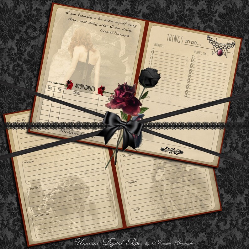 GOTHIC JOURNAL, Art Journal Kit, Romantic Diary for Gothic Lovers ...