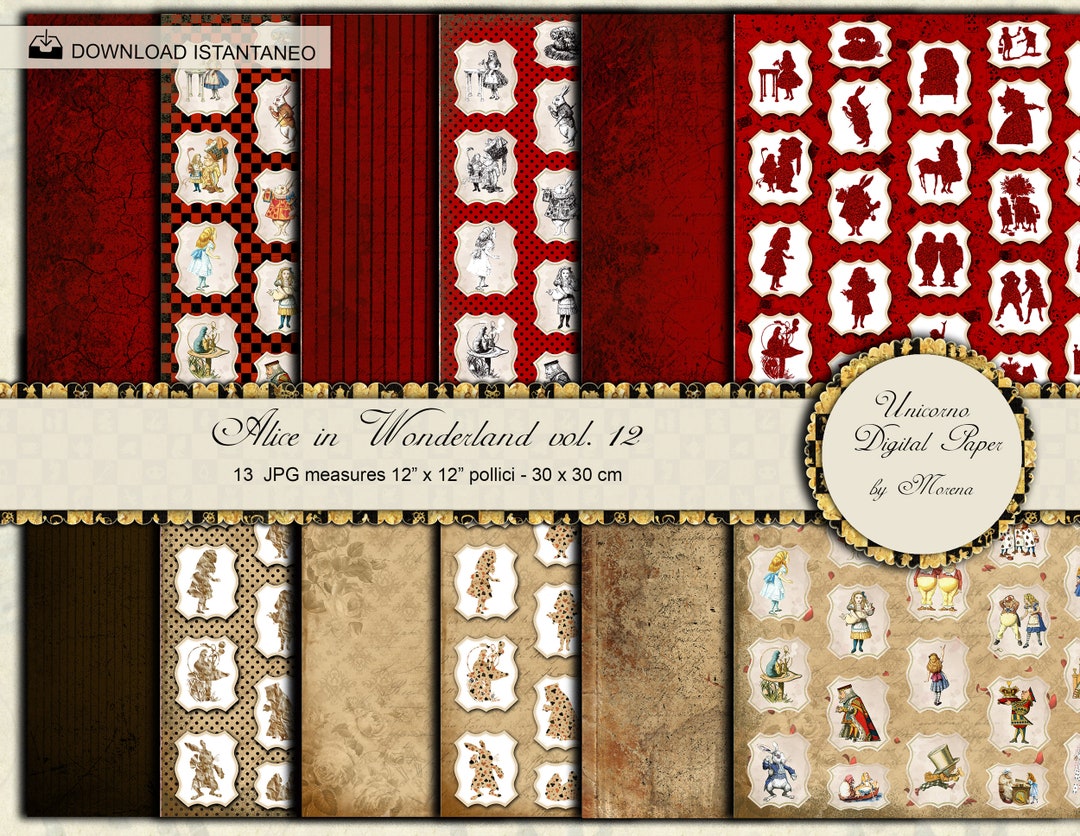 ALICE IN WONDERLAND Scrapbook, Wall Art, Kit Scrapbooking, Digital ...