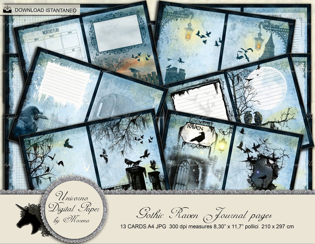 GOTHIC Journal, Raven, Diaries Romantic Scrapbook Paper for Gothic ...