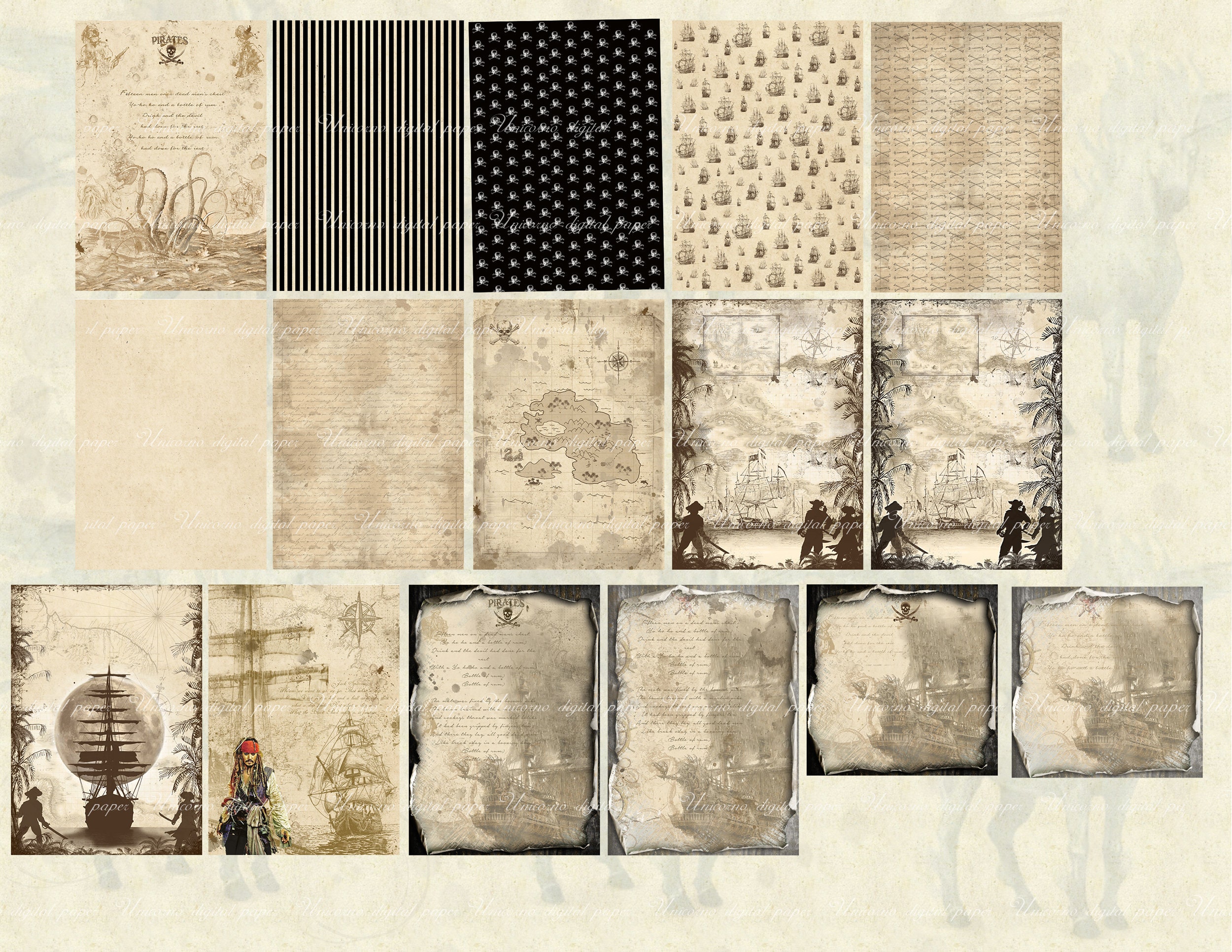 Pirate Paper Pack A4 Digital Sheets Vintage Maps and Sea Art - Etsy