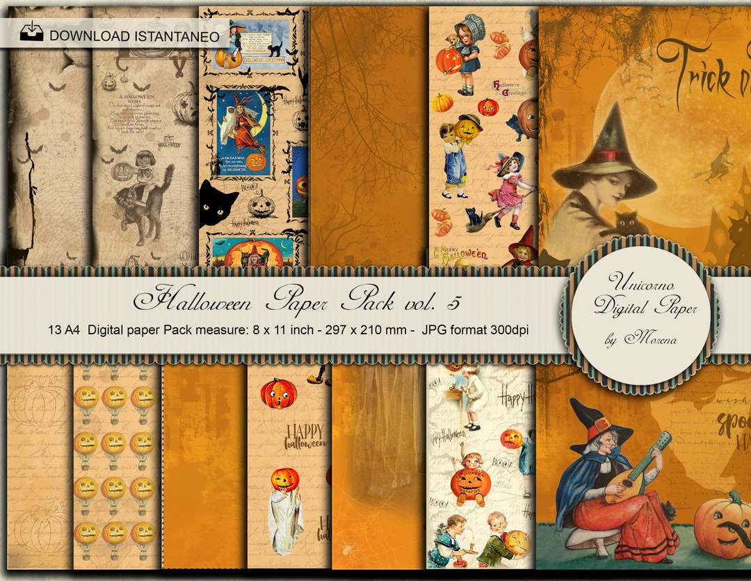 Halloween Paper Pack A4 8x11, Scrapbooking, Paper Crafting, Printable ...