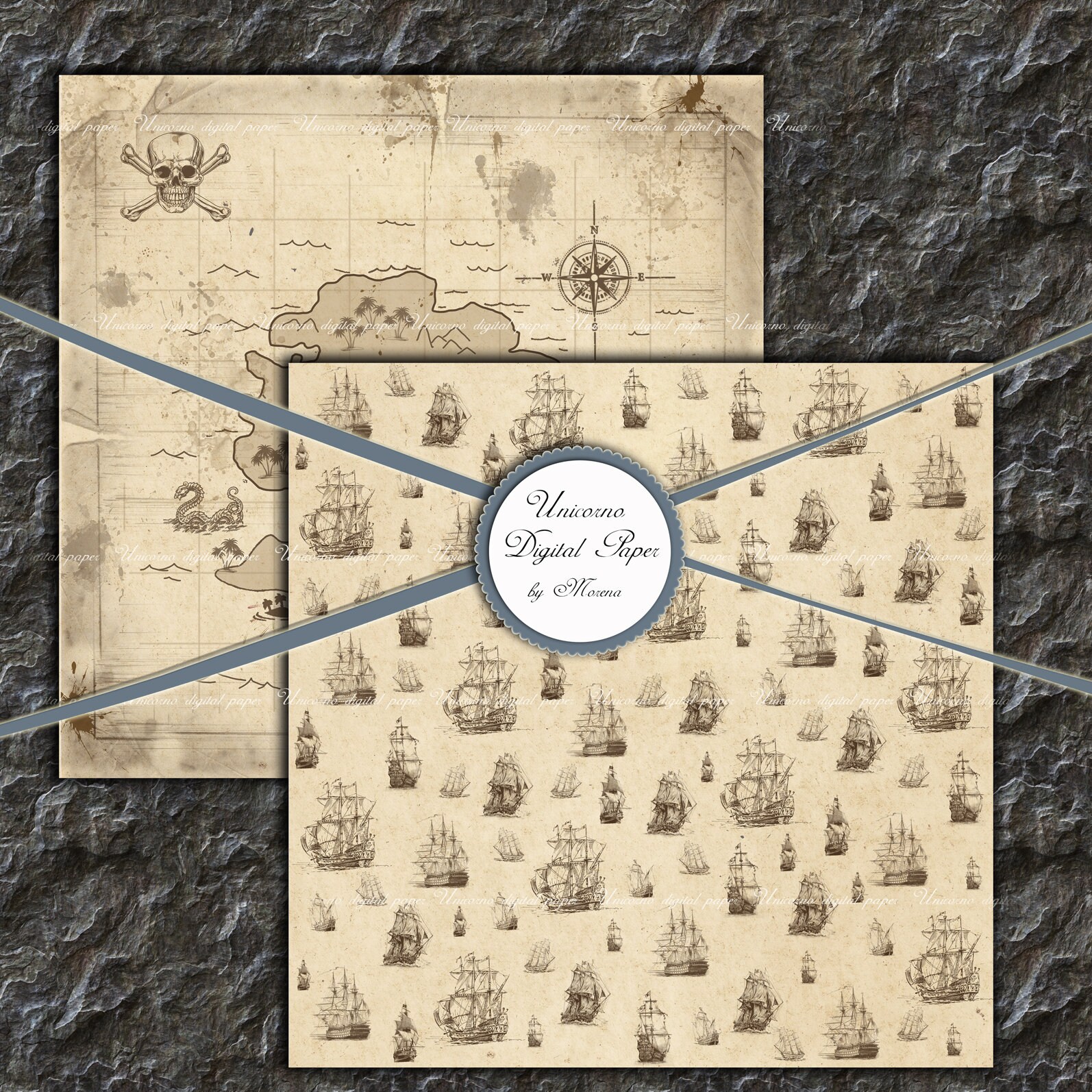 Pirate Paper Pack 12 Digital Sheets Vintage Maps and Sea Art - Etsy