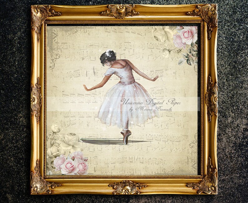 DANCE SCRAPBOOK PAPER, Ballerina Vintage, Ballerina Wall Art, Digital ...