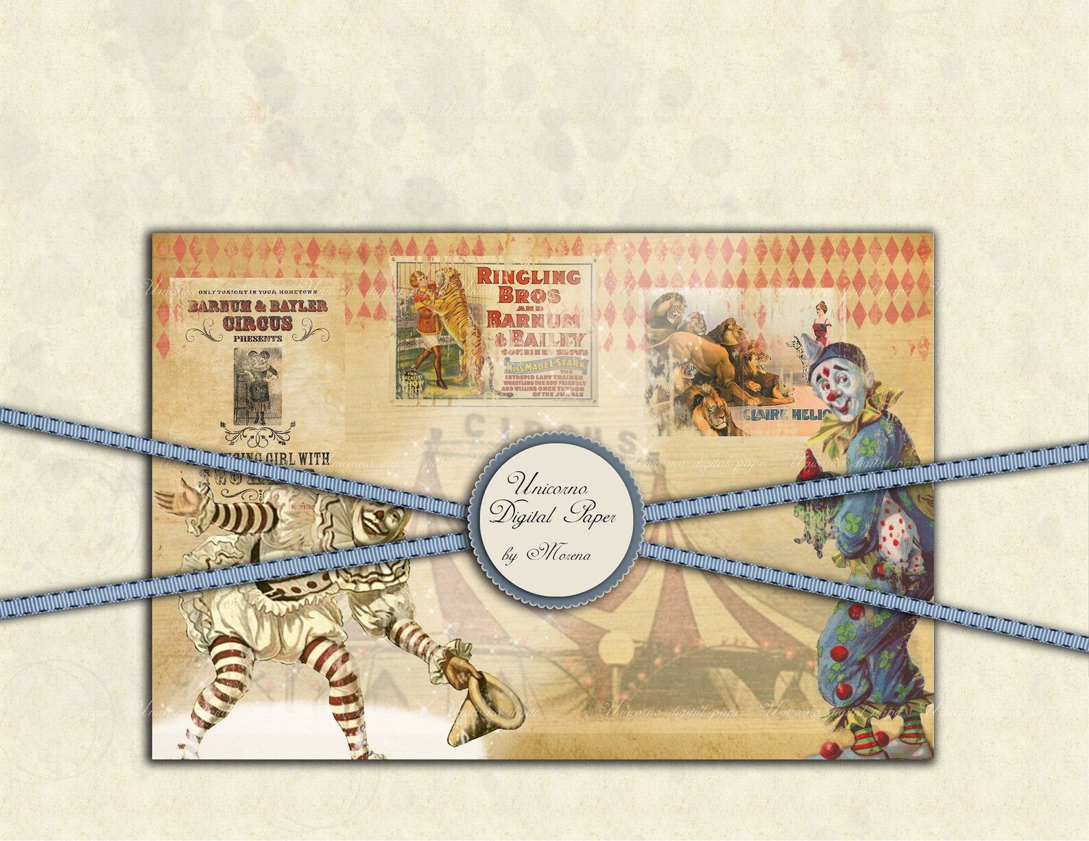 Vintage Circus Paper Pack Digital Paper Printable Pattern | Etsy