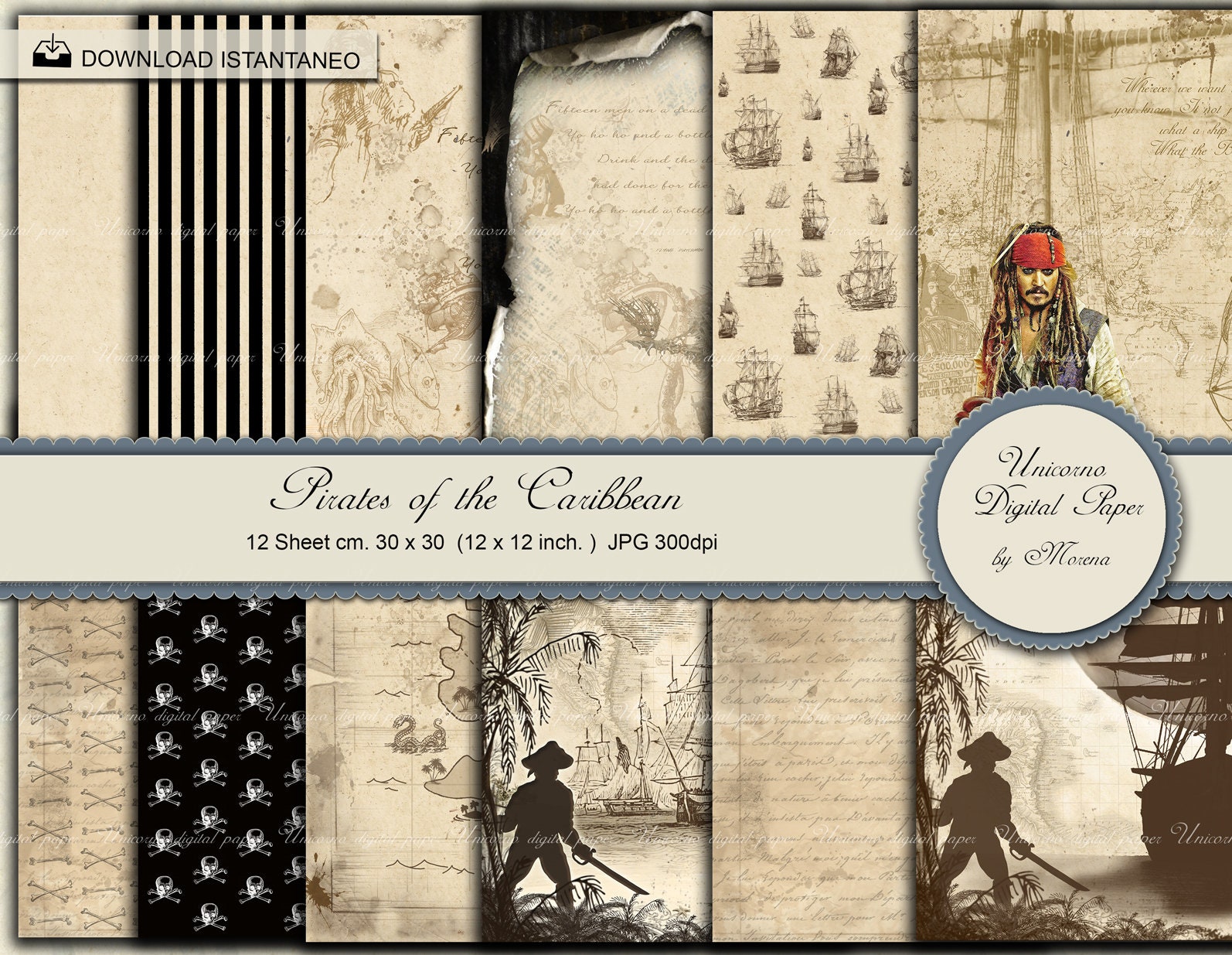 Pirate Paper Pack 12 Digital Sheets Vintage Maps and Sea Art - Etsy
