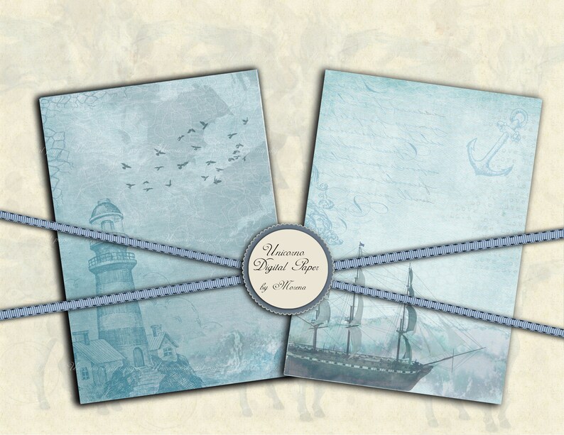VINTAGE SHIPS CARDS Nautical Digital Paper Printable Pattern - Etsy