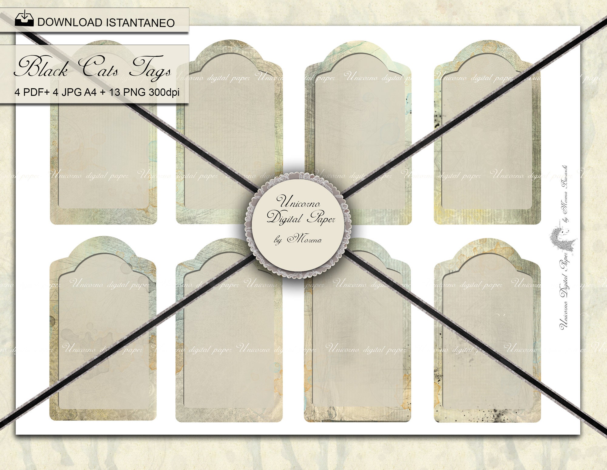 GOTHIC TAG Black Cats Printable Tags Paper Crafting Digital | Etsy