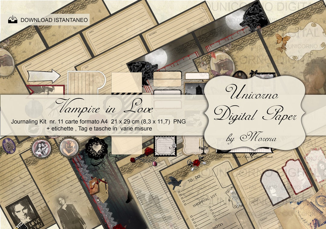 VAMPIRE DIARES GOTHIC Journal, Art Journal Kit, Romantic Scrapbook ...