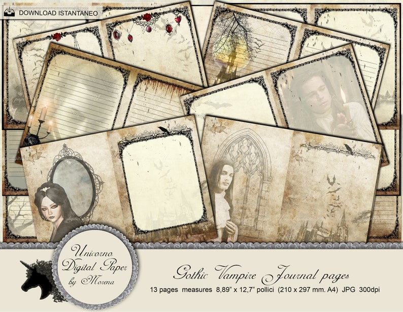 VAMPIRE GOTHIC Journal Diaries Romantic Scrapbook Paper for - Etsy