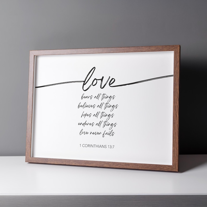 Love Bears All Things Wall Art Print Digital Download, 1 CORINTHIANS 13 ...