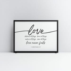 Love Bears All Things Wall Art Print Digital Download, 1 CORINTHIANS 13 ...