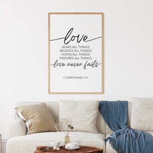 Love Bears All Things Wall Art Digital Download, 1 CORINTHIANS 13:7 ...