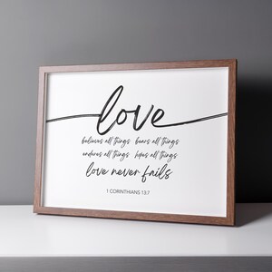 Love Bears All Things Wall Art Print Digital Download, 1 CORINTHIANS 13 ...