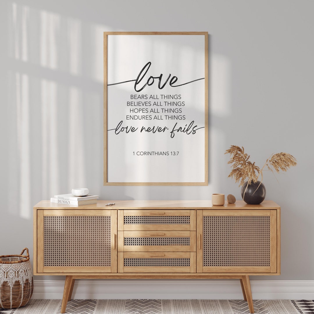 Love Bears All Things Wall Art Digital Download, 1 CORINTHIANS 13:7 ...
