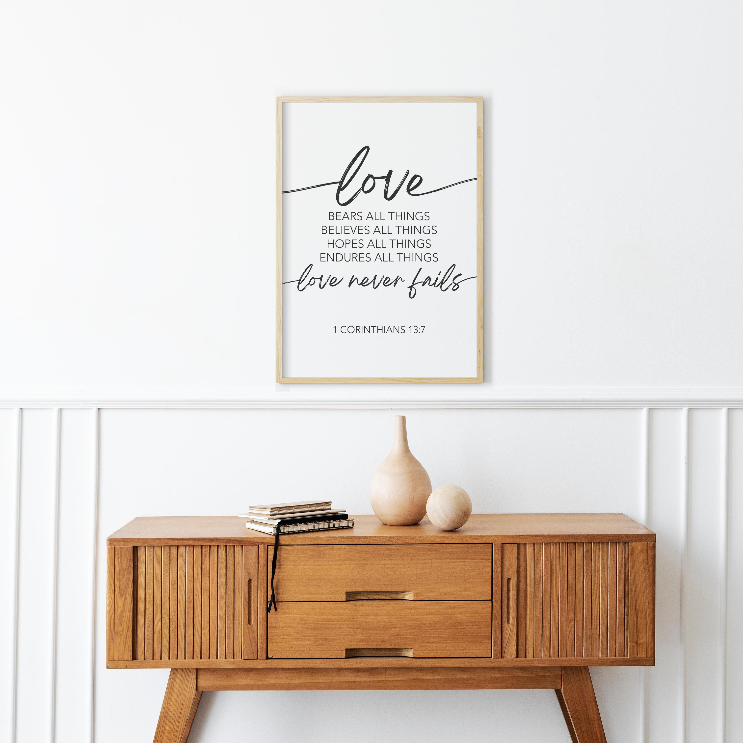 Love Bears All Things Wall Art Digital Download, 1 CORINTHIANS 13:7 ...