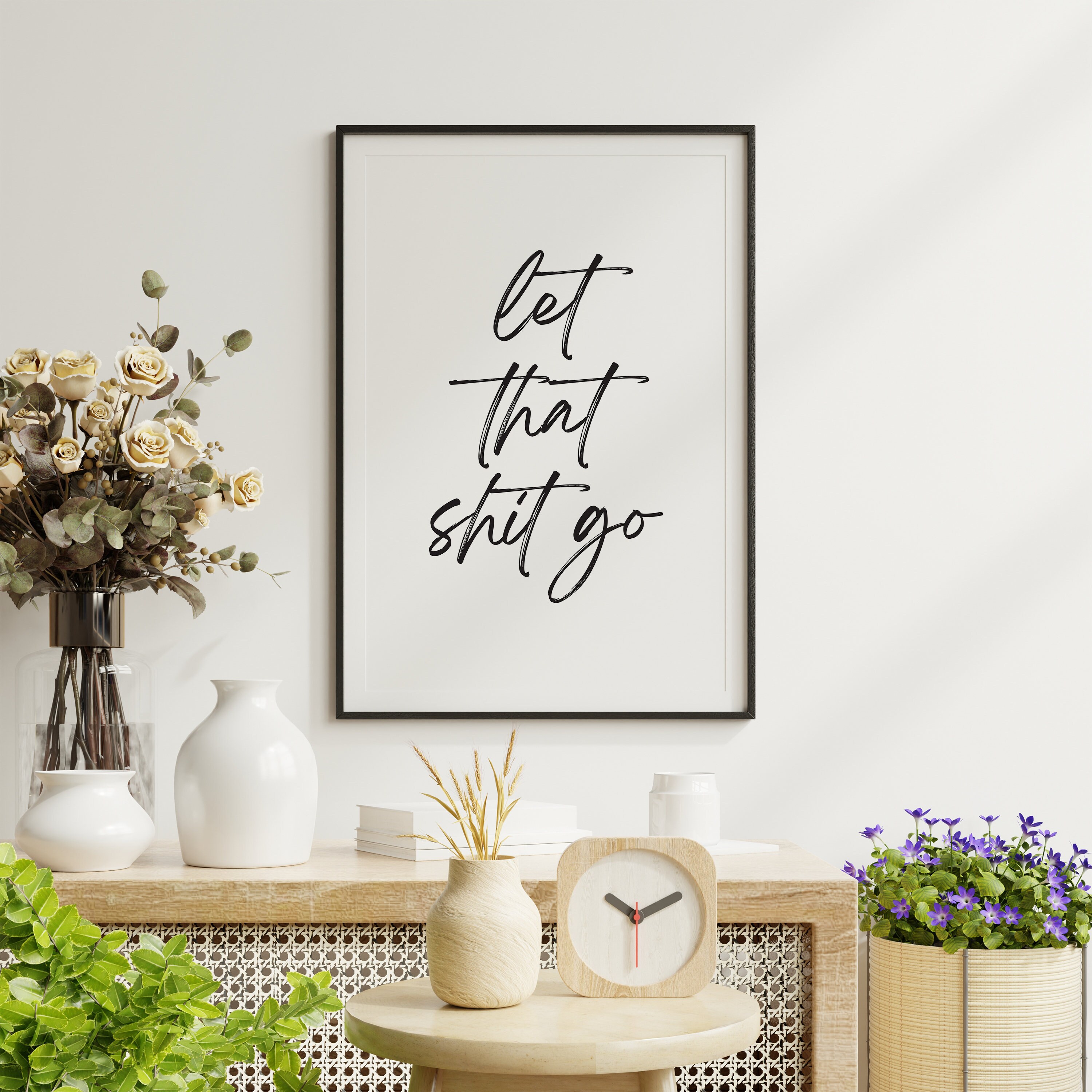 Let That Shit Go Digital Download - Washroom Wall Art - Bathroom Print ...