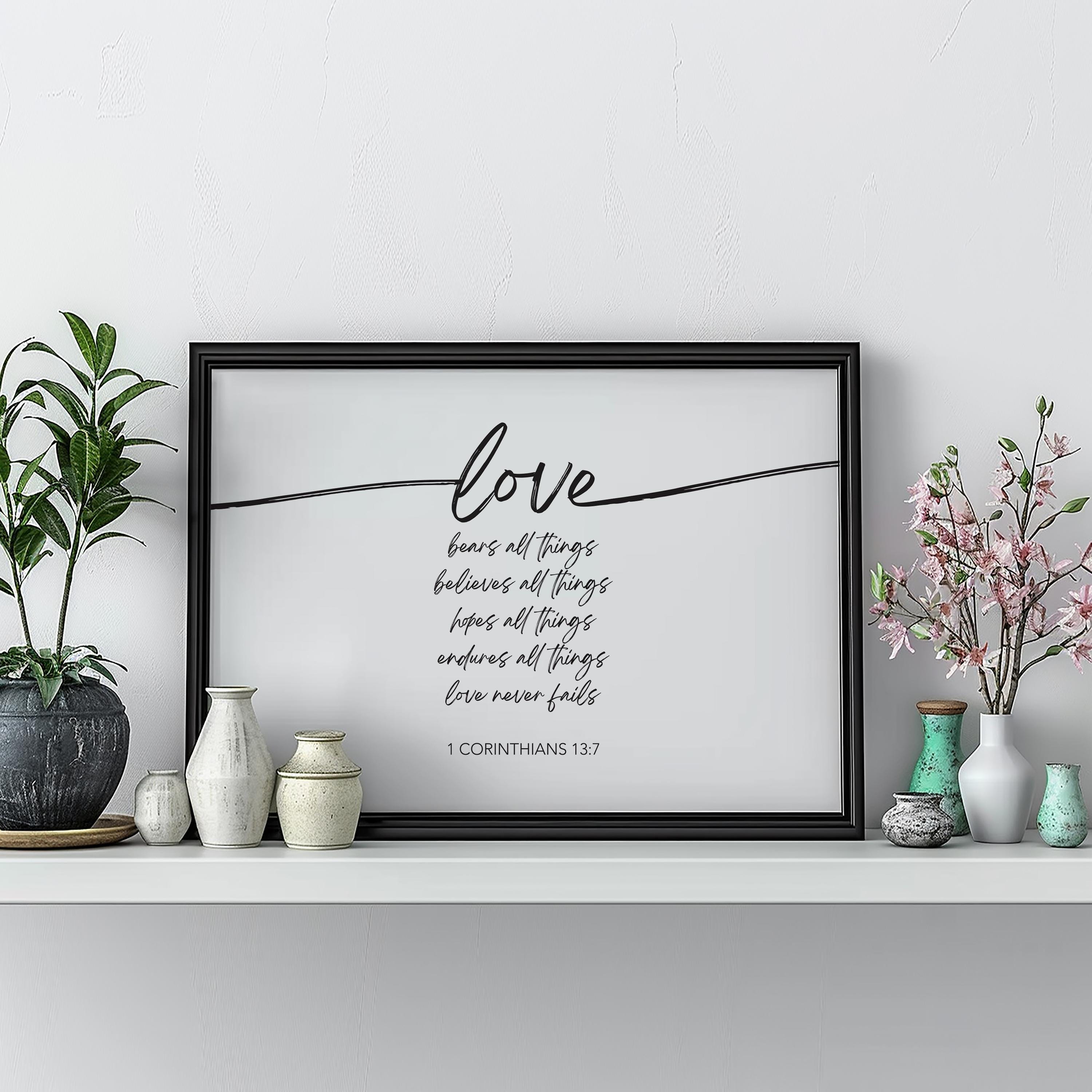 Love Bears All Things Wall Art Print Digital Download, 1 CORINTHIANS 13 ...
