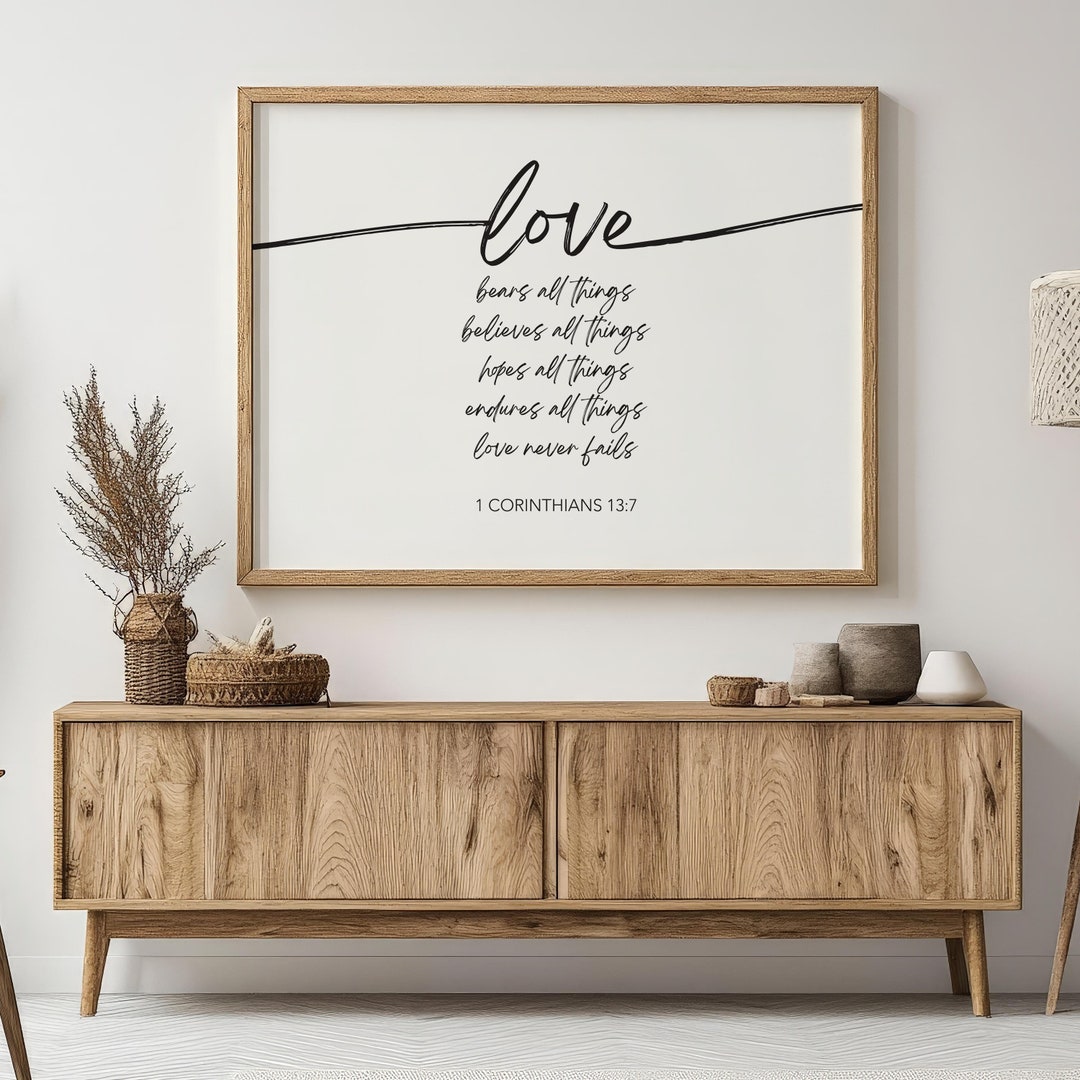 Love Bears All Things Wall Art Print Digital Download, 1 CORINTHIANS 13 ...