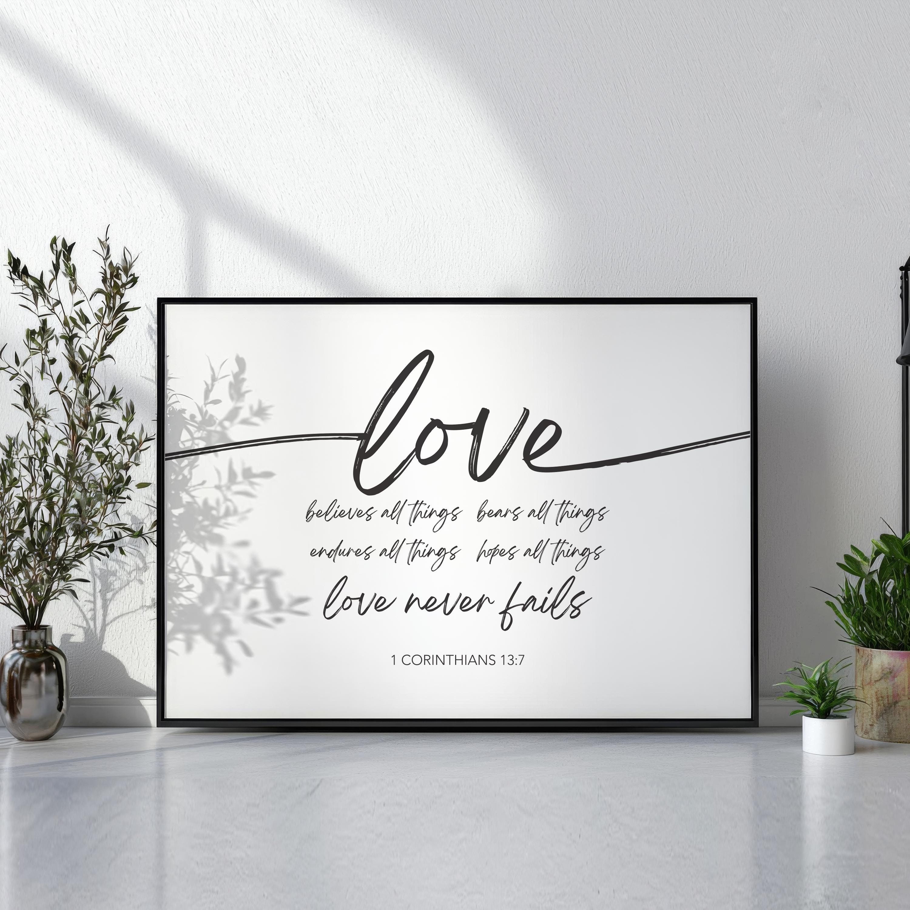 Love Bears All Things Wall Art Print Digital Download, 1 CORINTHIANS 13 ...