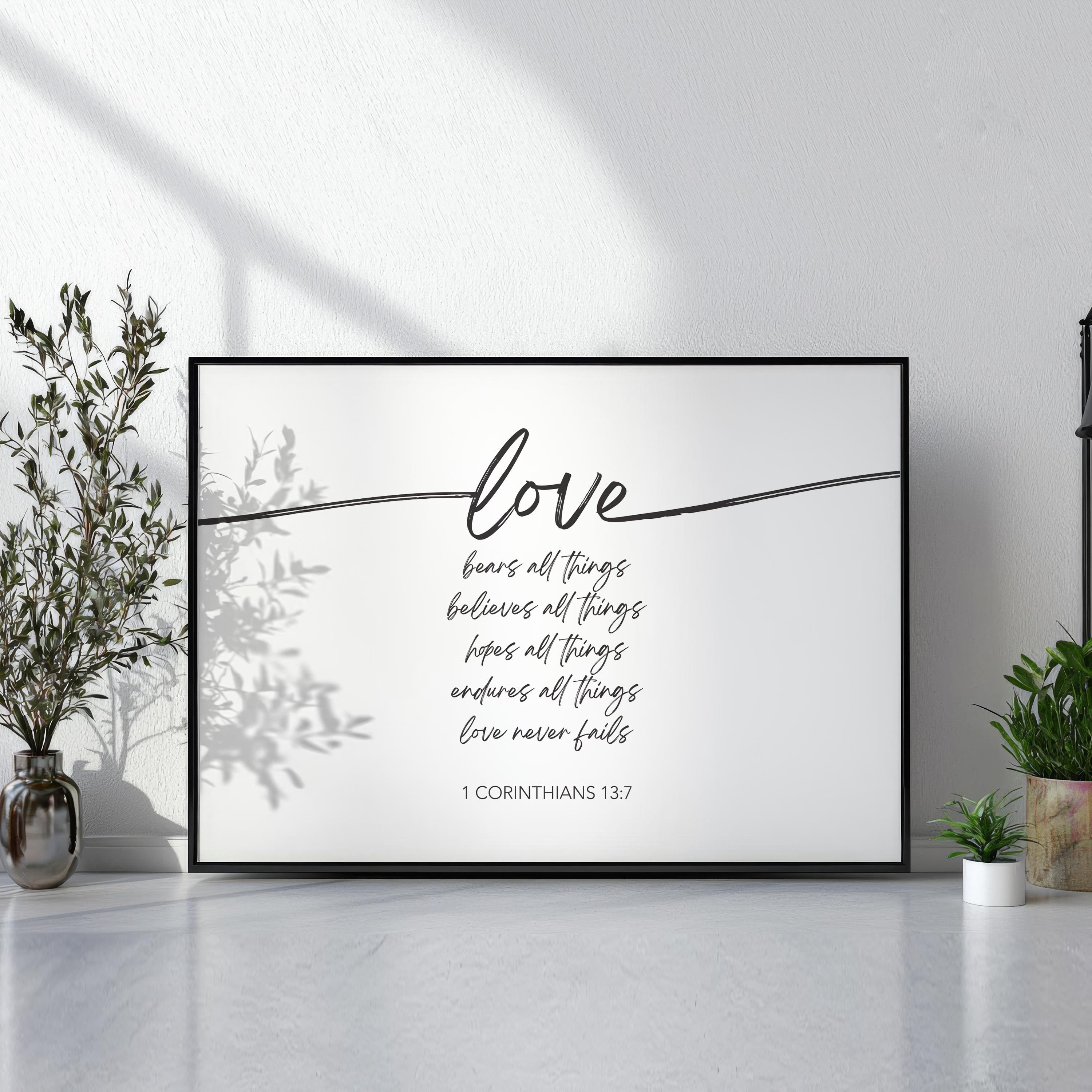 Love Bears All Things Wall Art Print Digital Download, 1 CORINTHIANS 13 ...