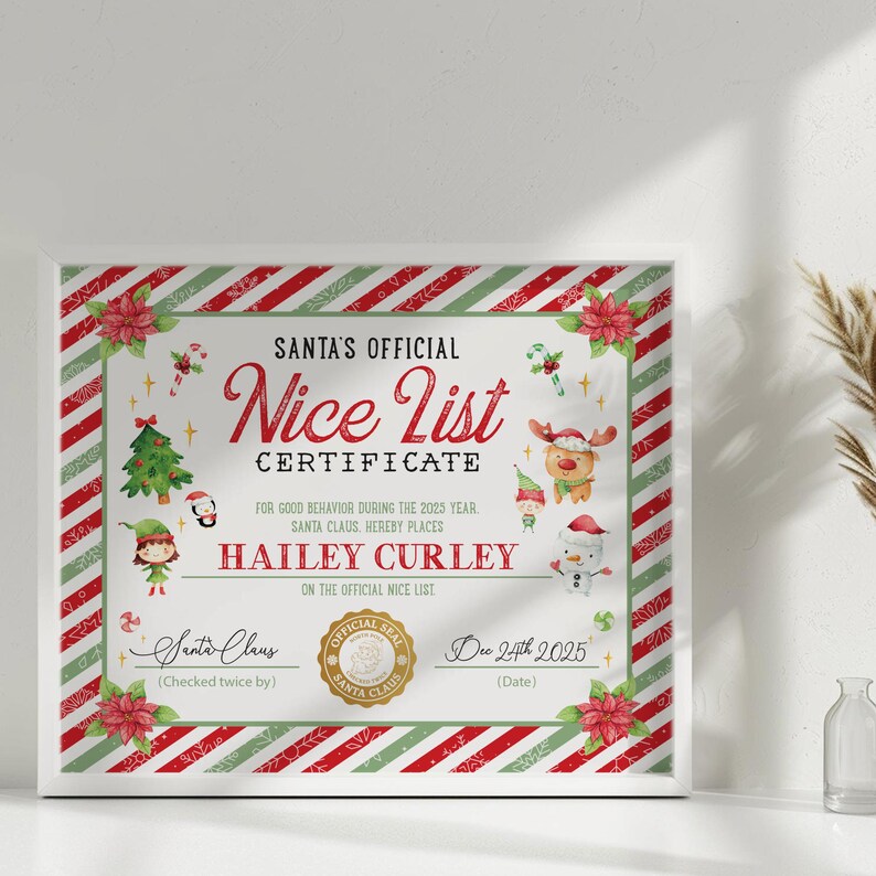 Santa's Official Nice List Certificate - Custom Personalized Name ...