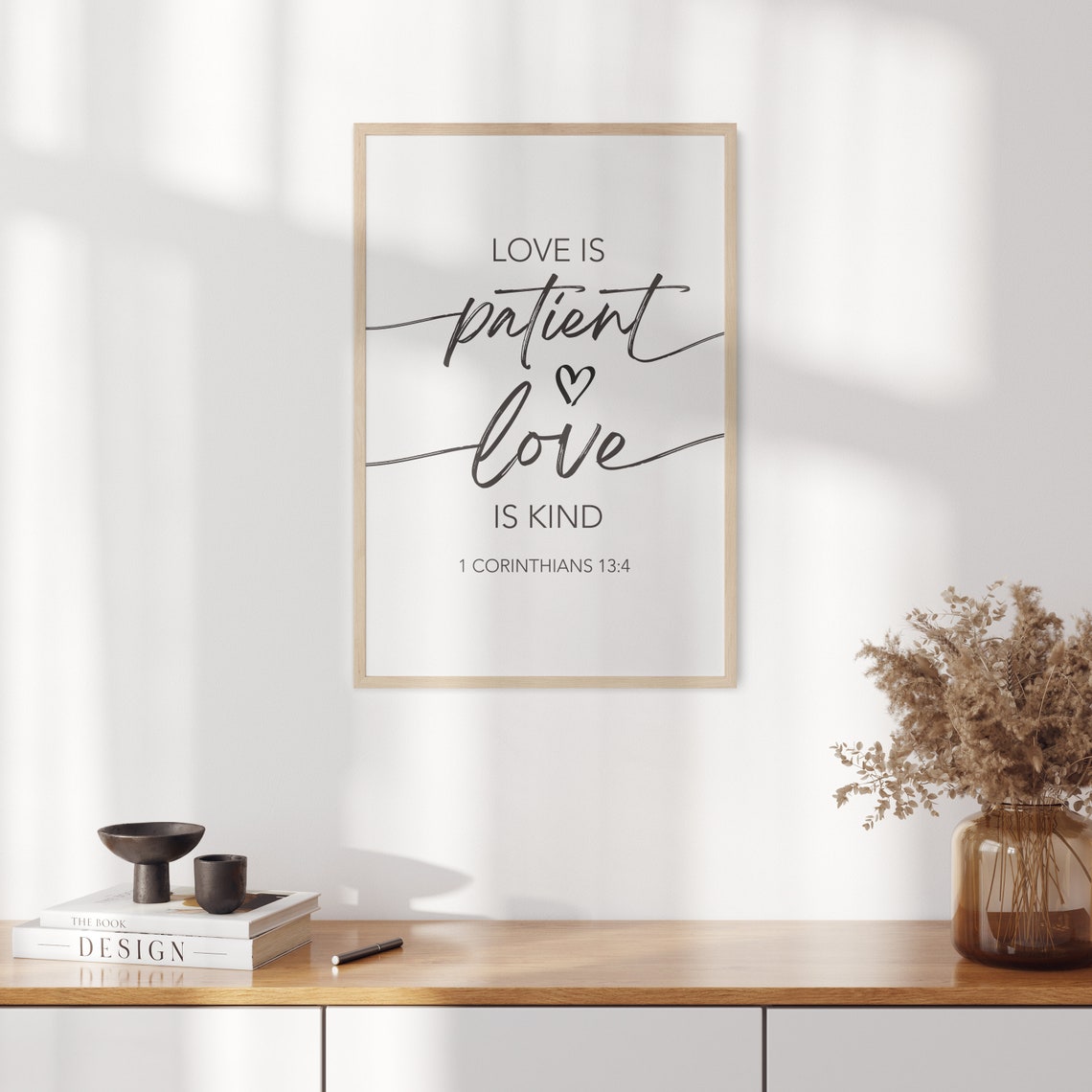 Love is Patient Love is Kind, Minimalist Wall Art, 1 Corinthians 13:4 ...