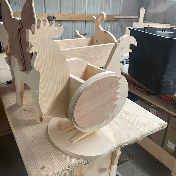 Wooden Chicken Planter - Etsy