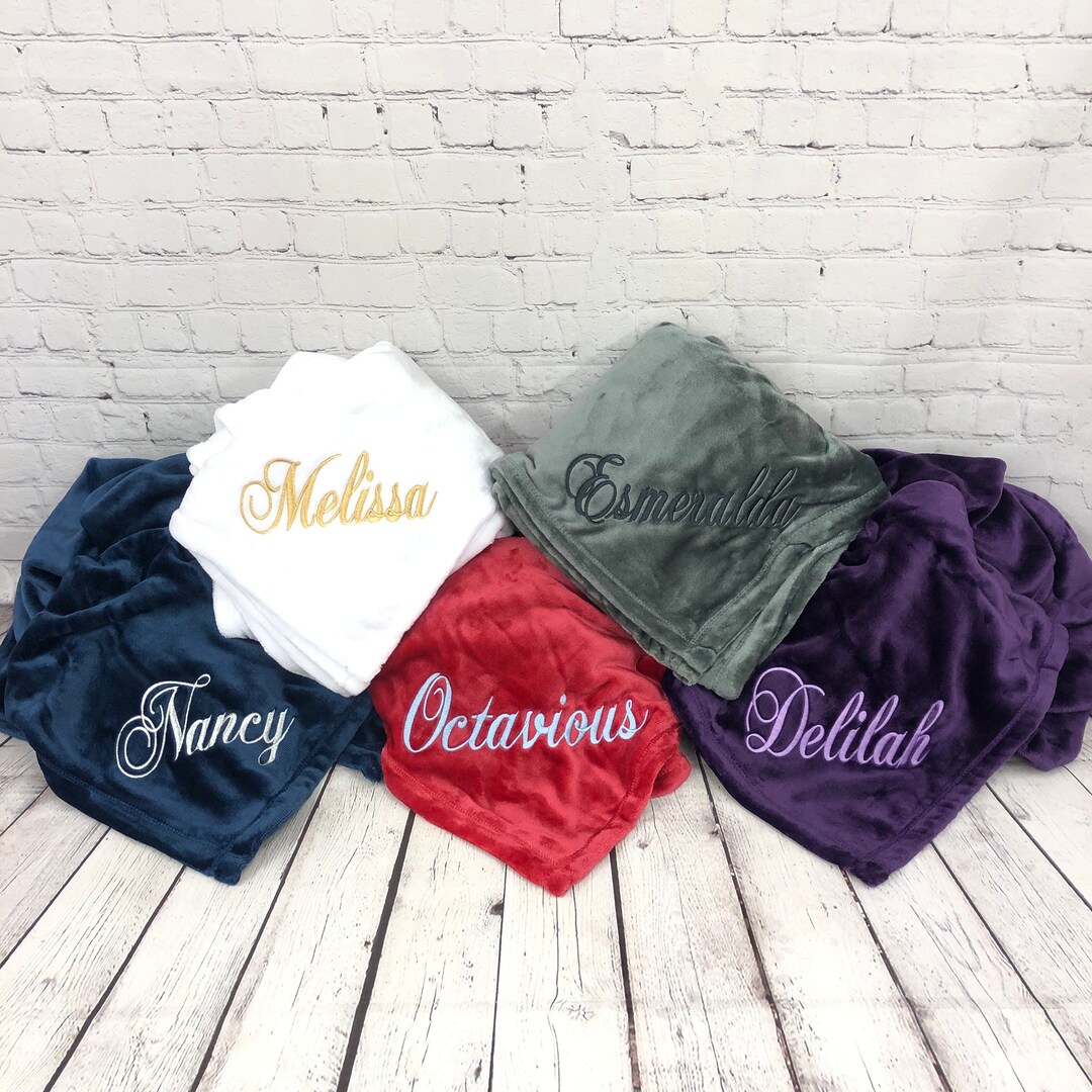 Personalized Custom Soft Blanket With SCRIPT Name - 8 Colors to Choose ...