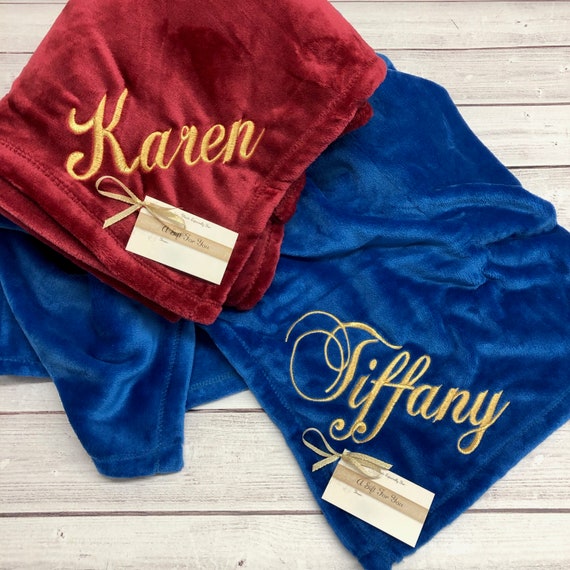Personalized Custom Soft Blanket With SCRIPT Name 8 Colors - Etsy