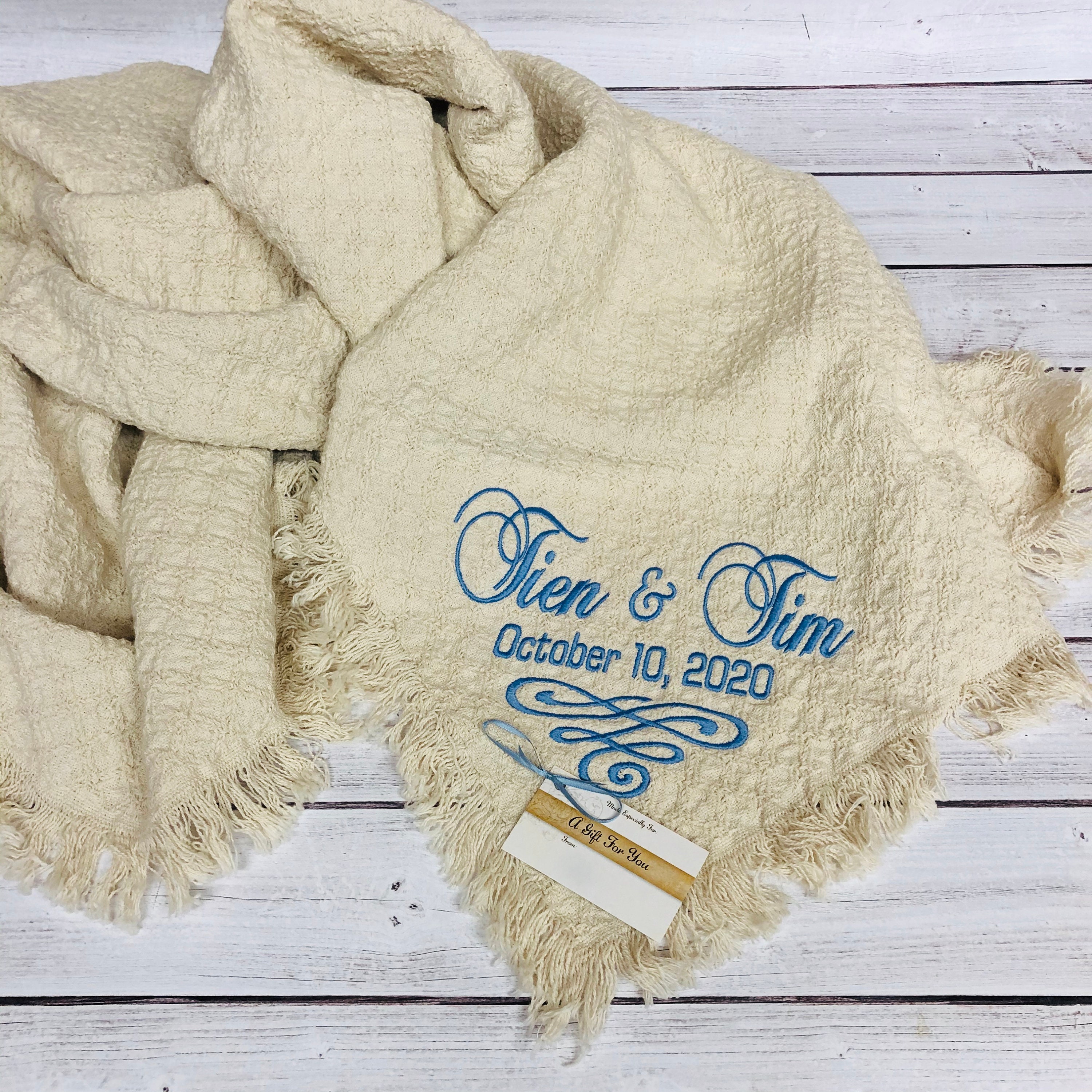 The *custom Last Name* Personalized Embroidered Throw Afghan for ...