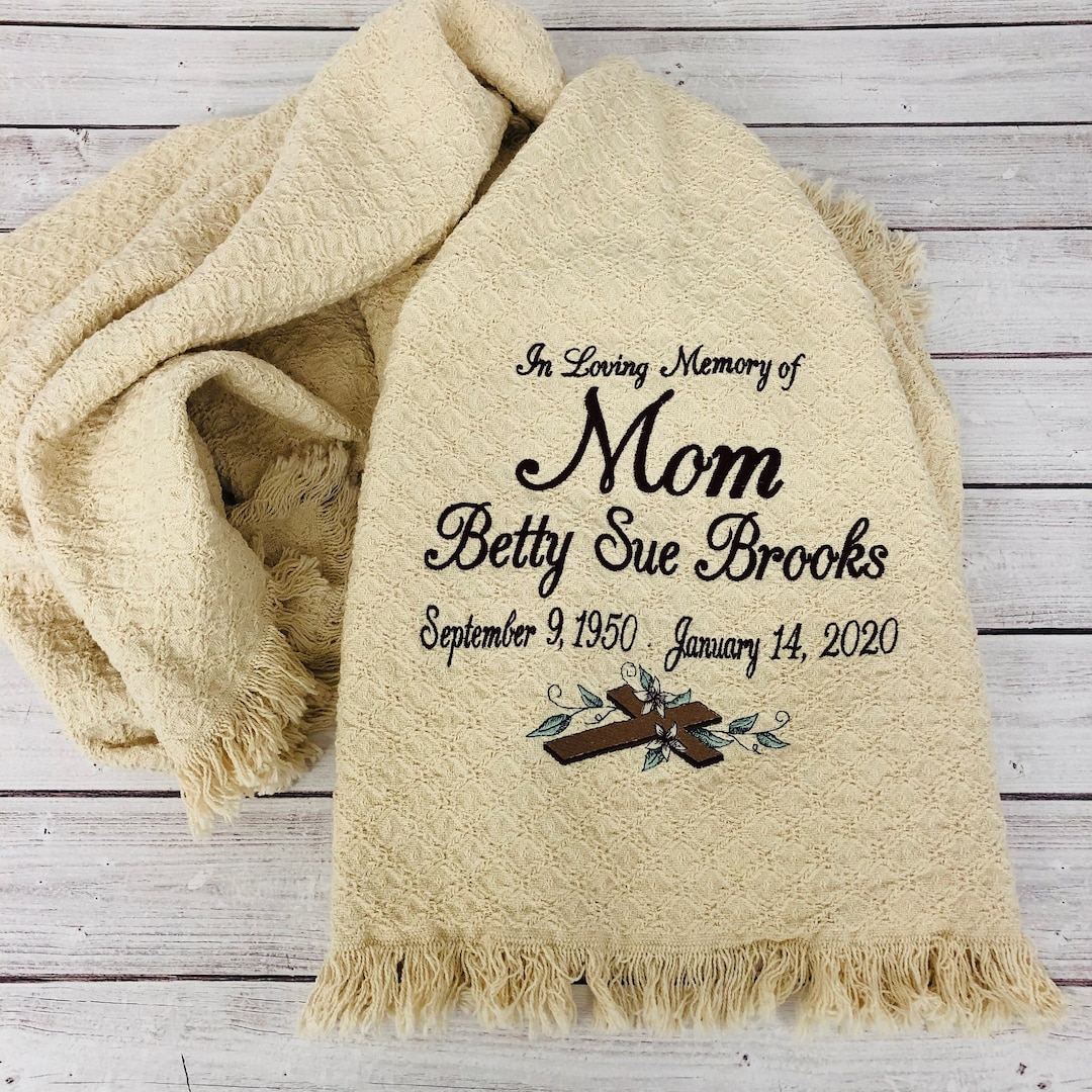 Personalized Embroidered Throw Afghan With Cross Design | Custom ...