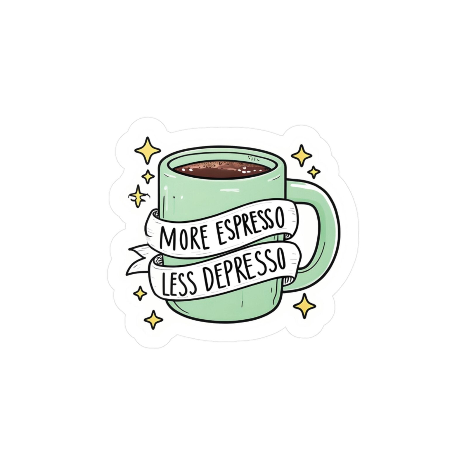 Playful Espresso Vinyl Decals for Coffee Lovers, Cute Laptop Stickers ...
