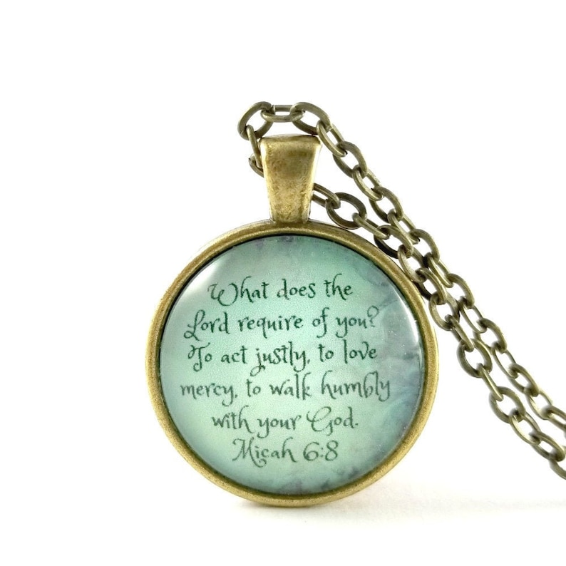 Bible Verse Glass Pendant Necklace Micah Verse Christian - Etsy