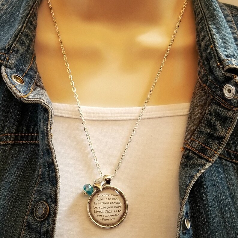 Emerson Inspirational Success Quote Glass Pendant Quote - Etsy