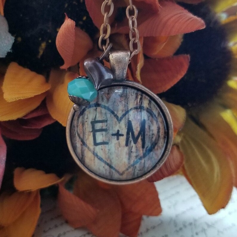Personalized Tree Carving Initials Necklace Customized | Etsy