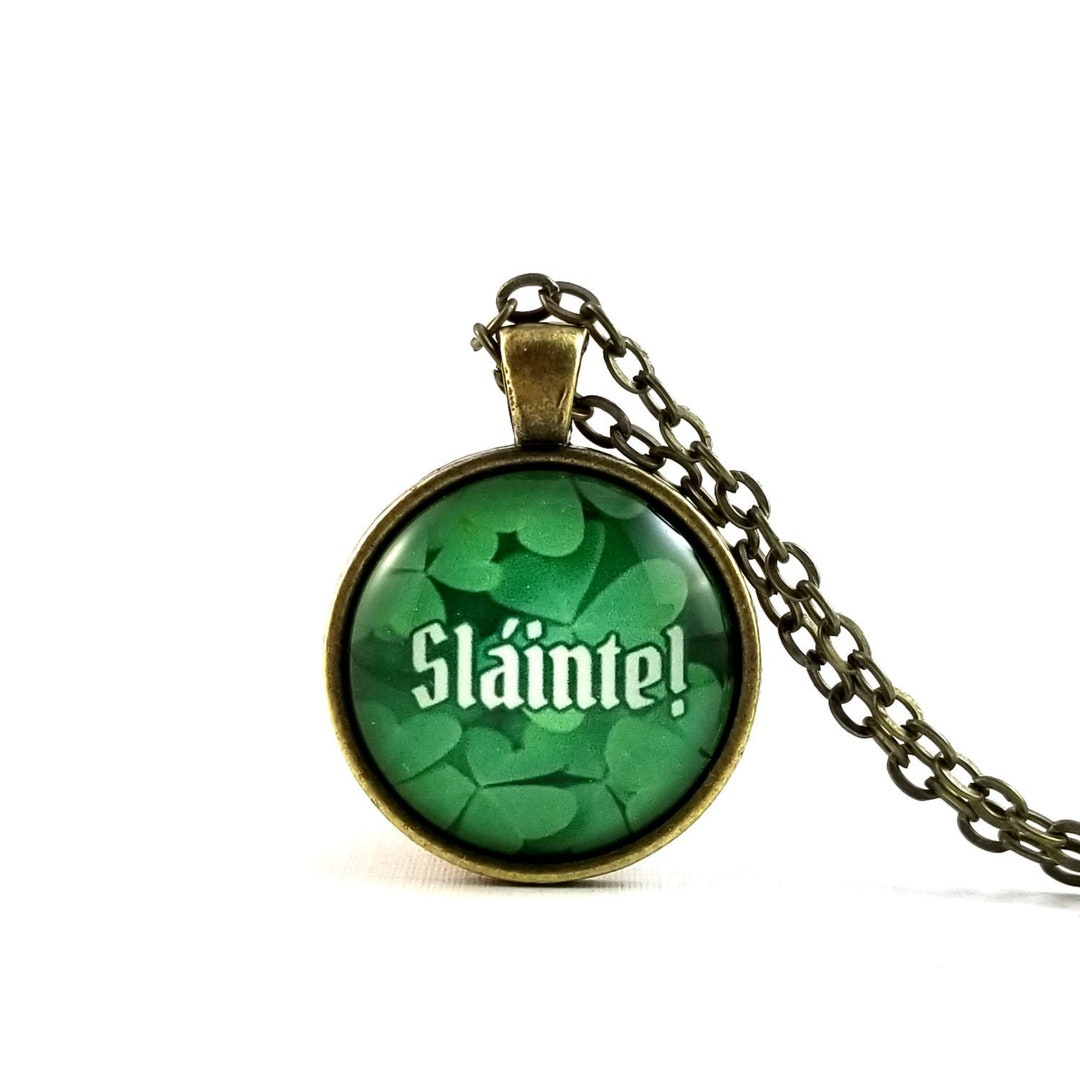 Slainte Irish Toast, St. Patrick's Gift, Irish Shamrock Necklace ...