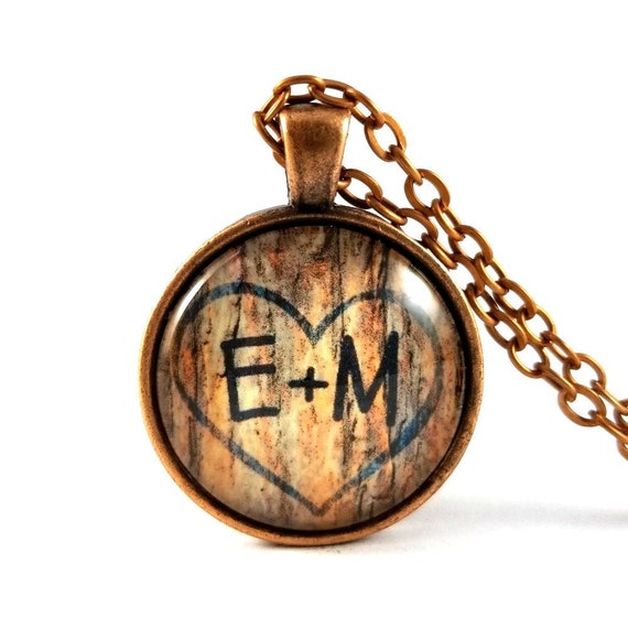Personalized Tree Carving Initials Necklace Customized - Etsy