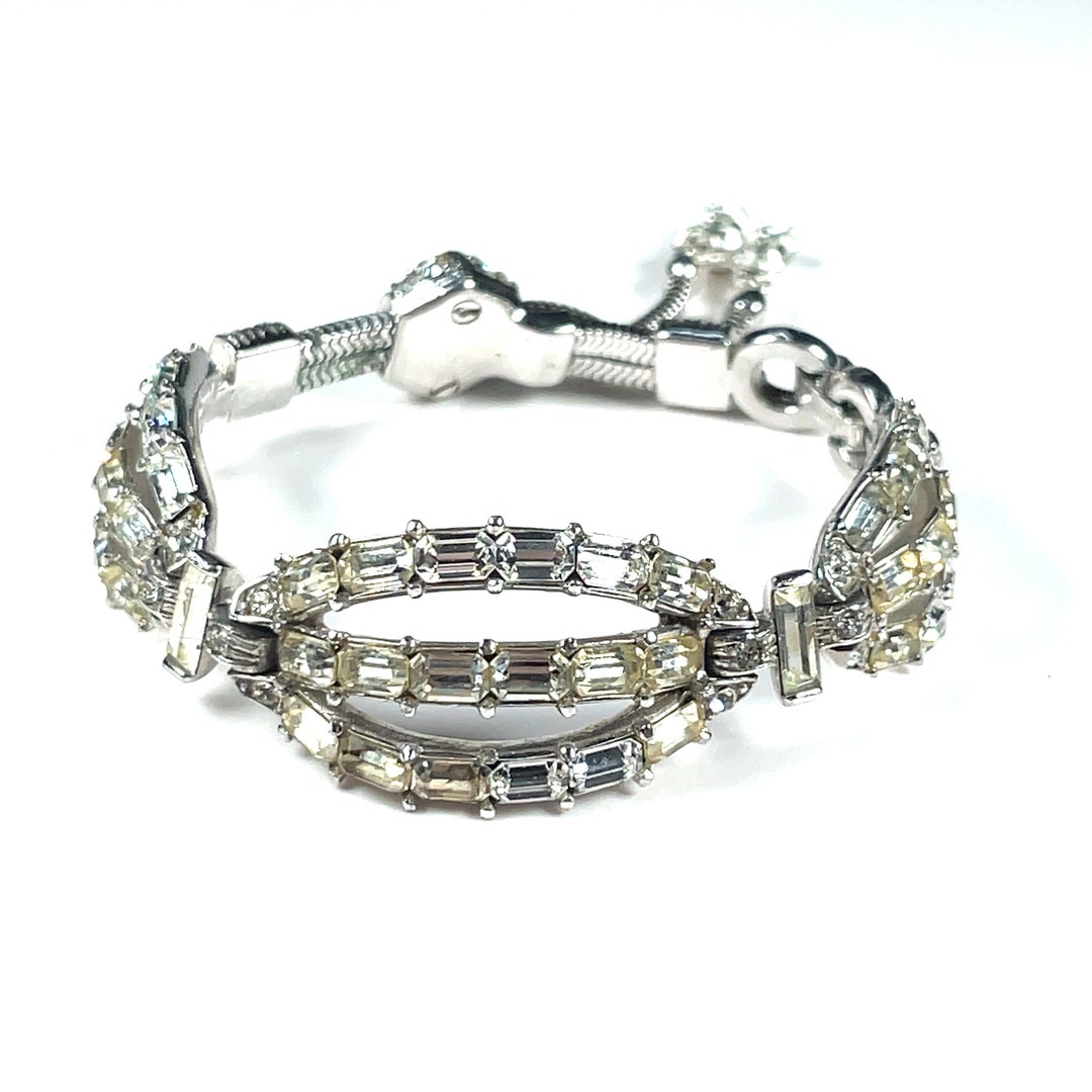 VTG Pennino Signed Amazing Crystal Rhinestone Link Bolo Antique ...