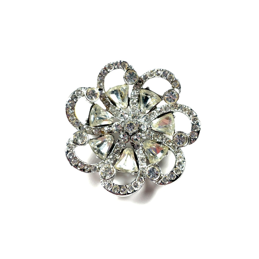 Vintage Bell Shape Rhinestone Round Costume Brooch Pin, Retro Unsigned ...