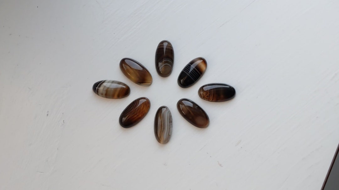 Brown Root Beer Striped Agate Oval Cabochon, Oval Agate Gemstone Cab ...